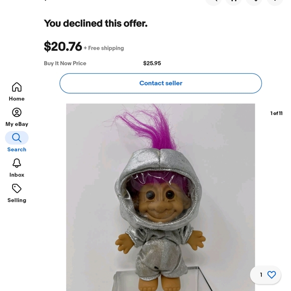 Ace Novelty | Toys | Sparkly Silver Spacesuit Troll With Bright Purple ...